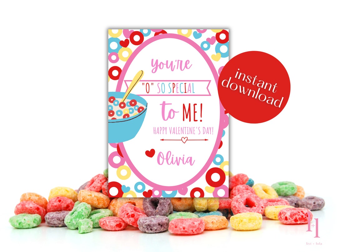 Printable Valentine's Day Tag, Valentine's Fruit Loops Tag, Valentine's ...