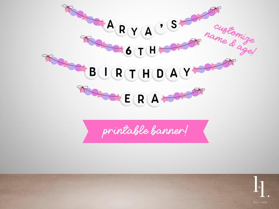 Printable Custom T Swift Birthday Party Banner, Eras Birthday Party ...