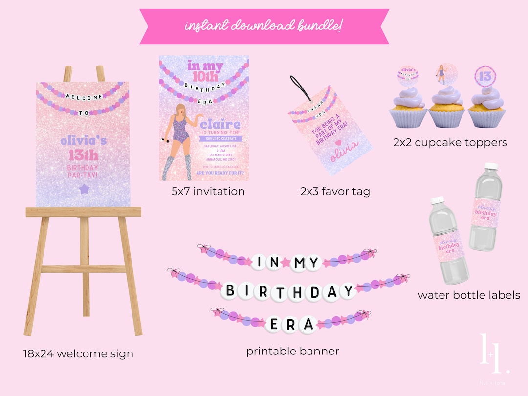 Printable Birthday Party Package, T Swift Birthday Bundle, Eras ...