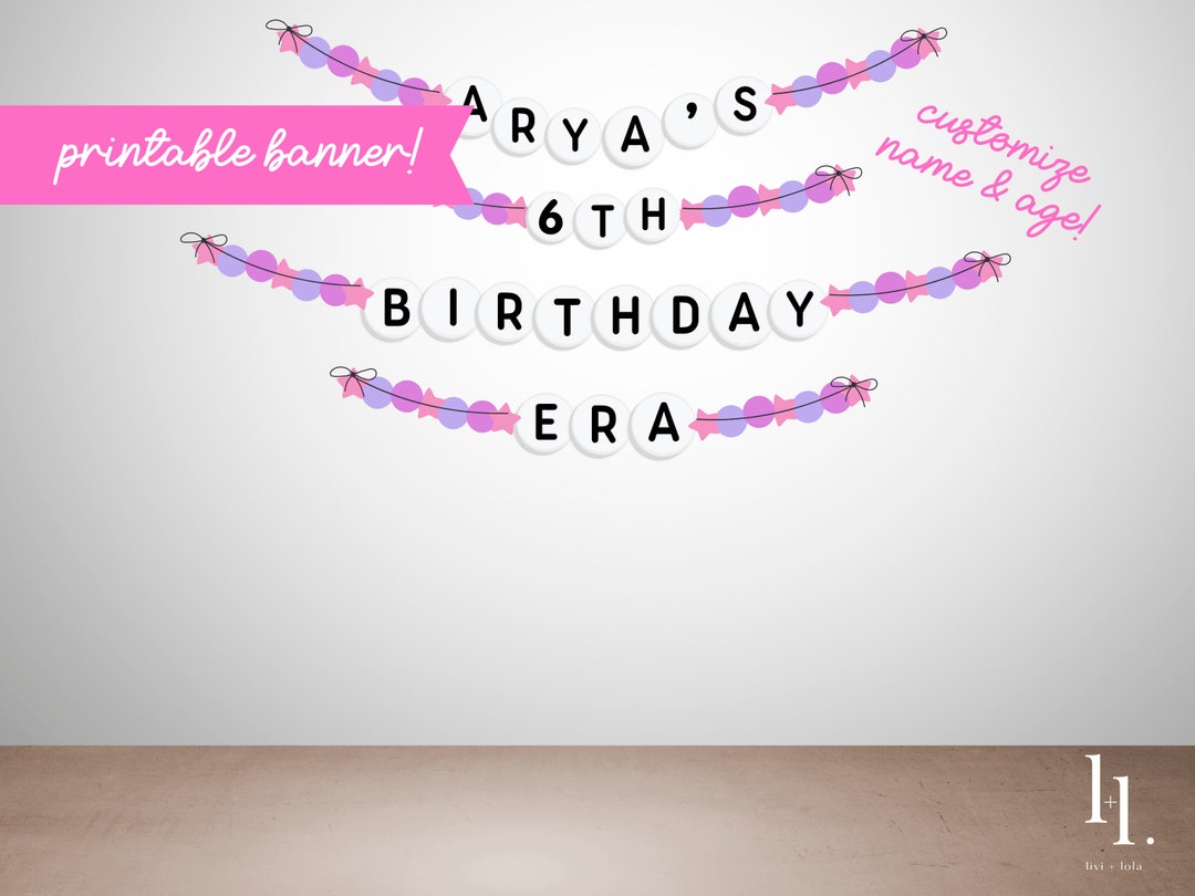 Printable Custom Taylor Swift Birthday Party Banner, Eras Birthday ...