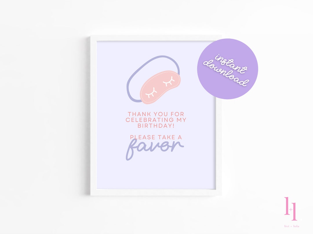 Printable Spa Day Favor Sign, Thank You Spa Birthday Sign, Kids Spa Day ...