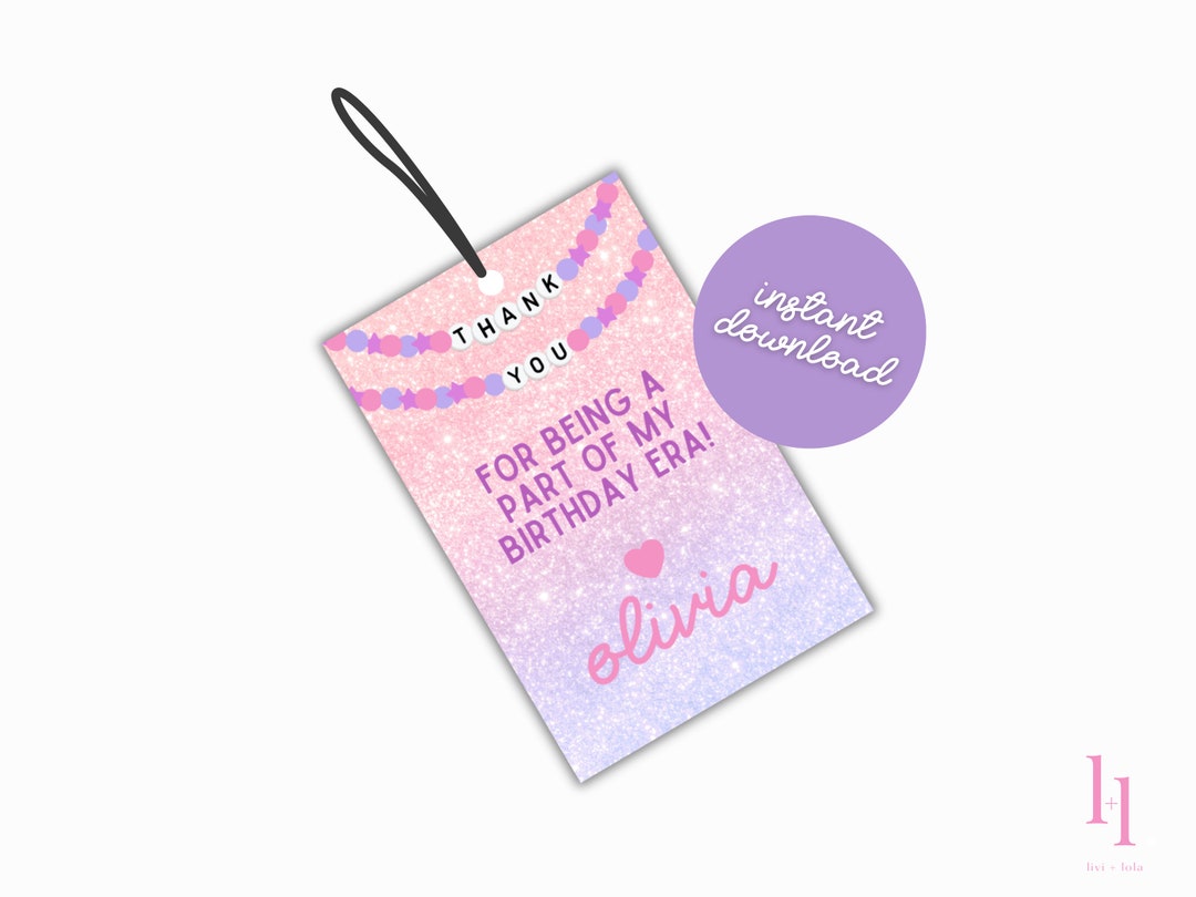 Printable Birthday Party Favor Tag, T Swift Birthday, Eras Birthday ...