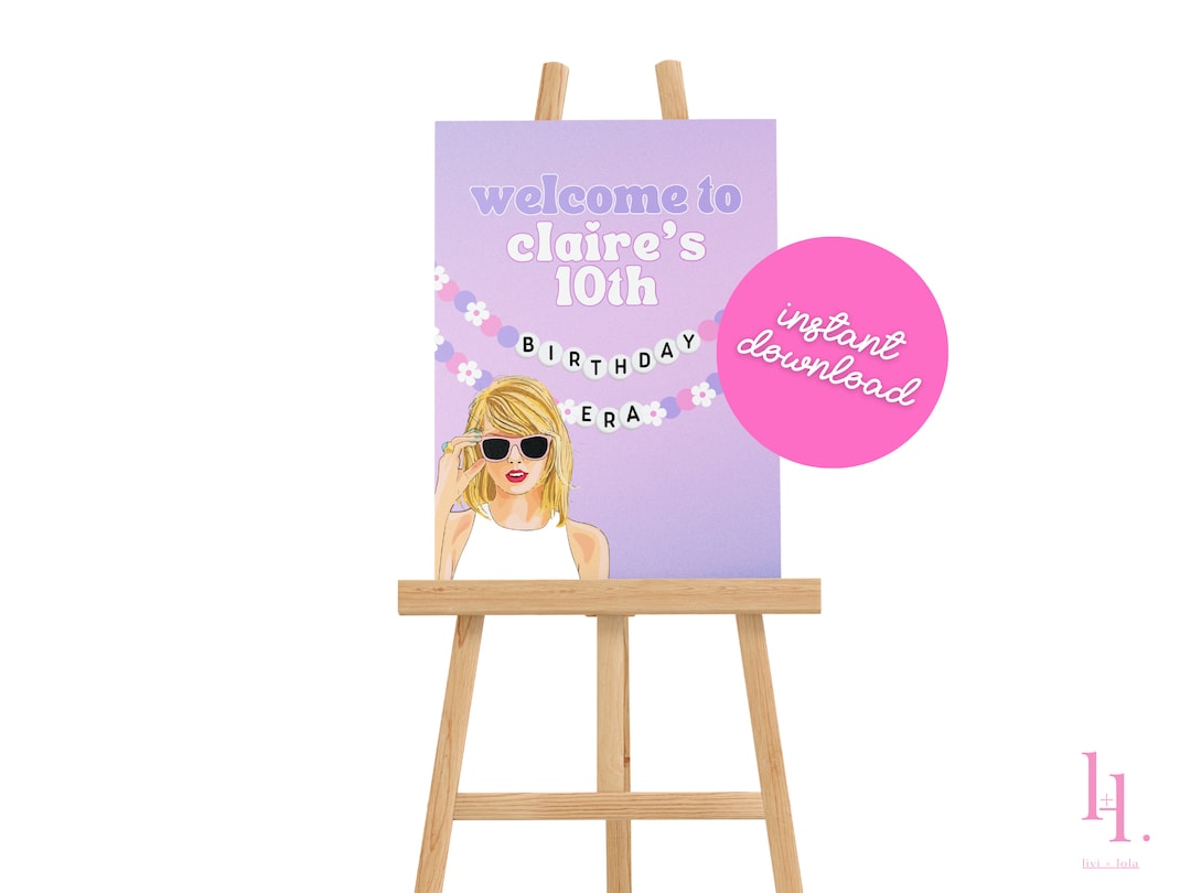 Printable Editable Birthday Party Sign, T Swift Birthday Sign, Birthday ...
