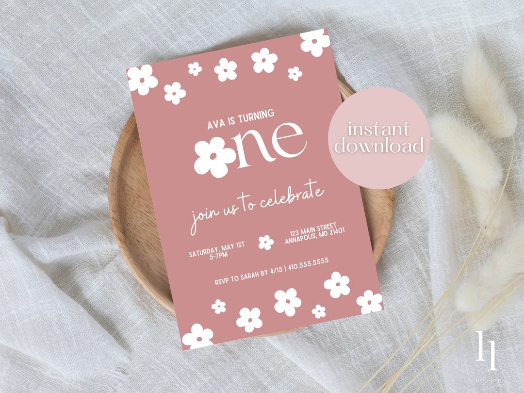 Printable First Birthday Party Invitation, First Birthday Invitation ...