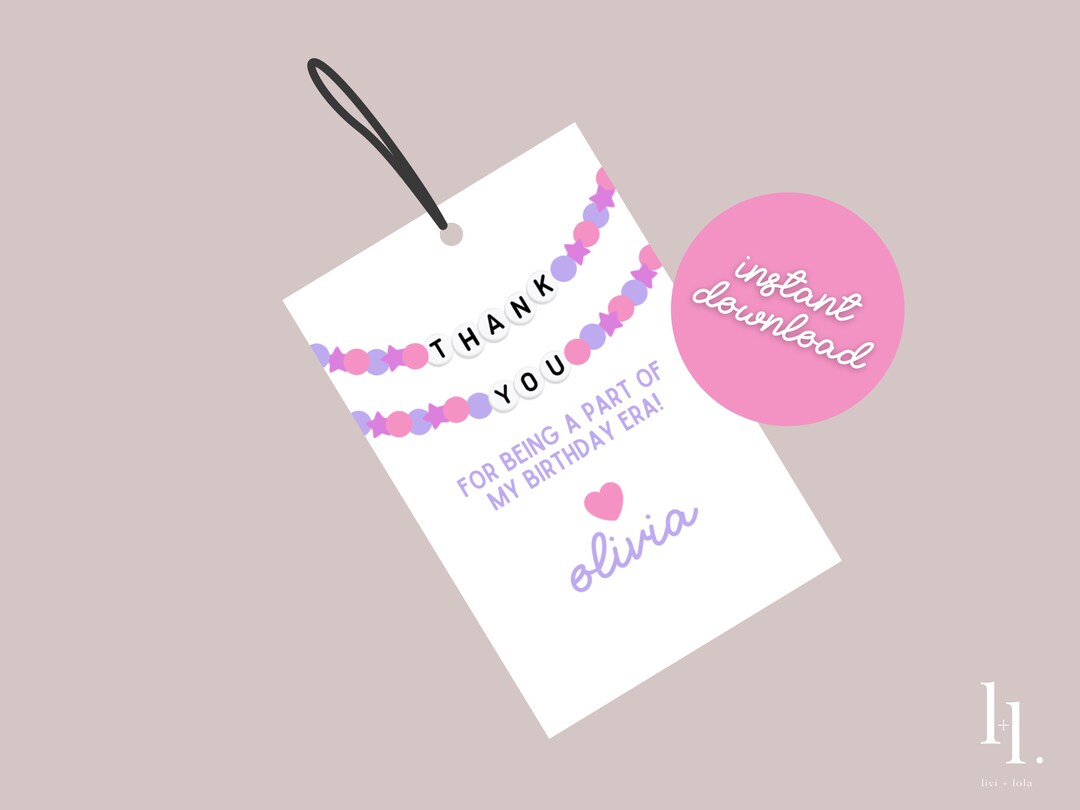 Printable Birthday Party Favor Tag, T Swift Birthday, Eras Birthday ...