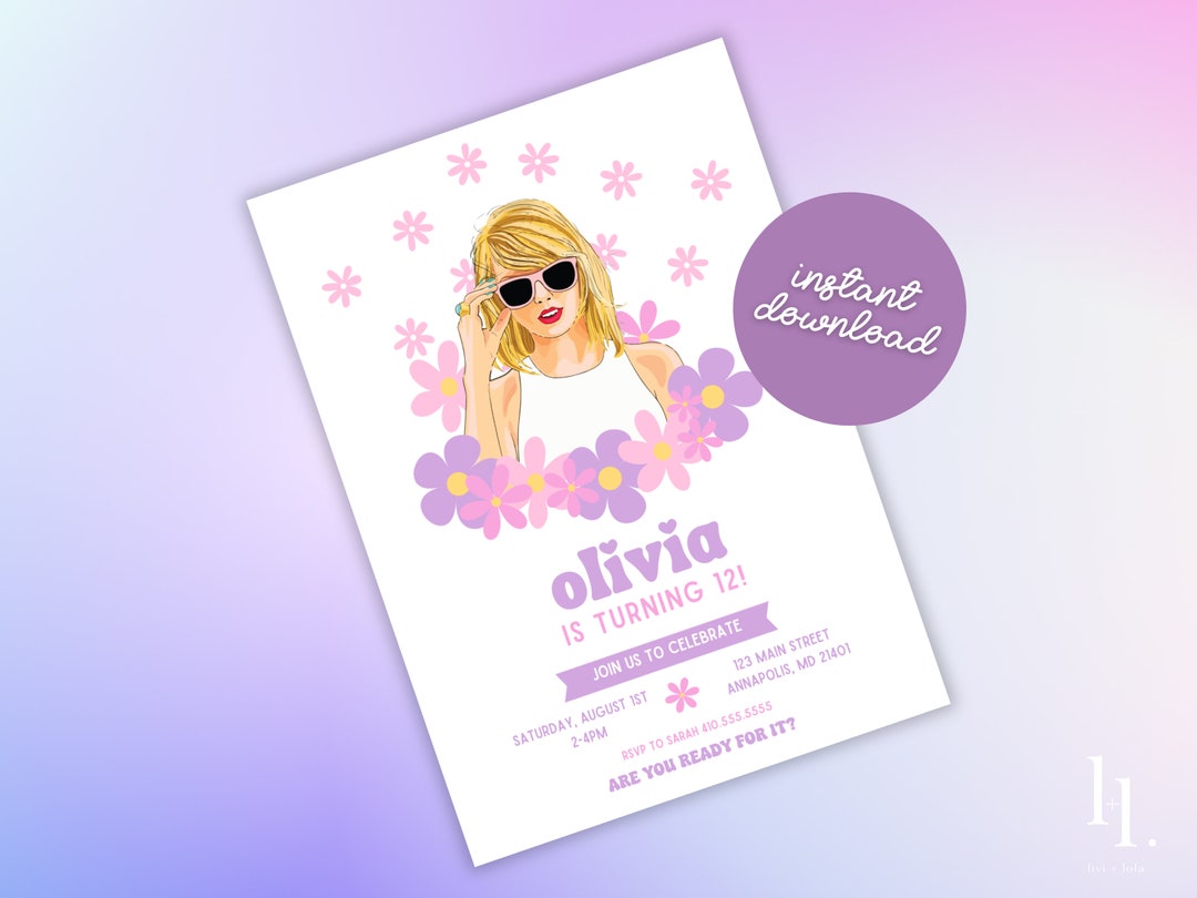 Printable Taylor Swift Birthday Party Invitation, Era Tour Invitation ...