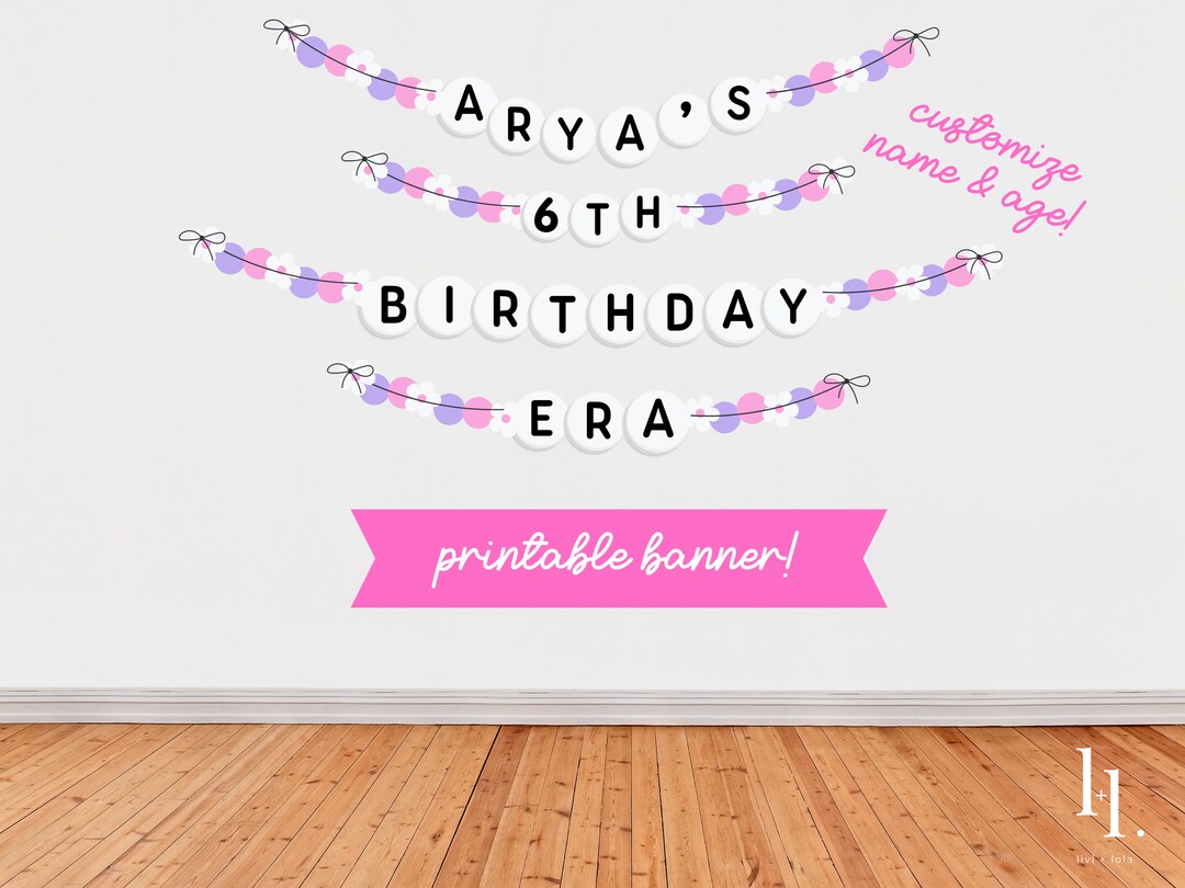 Printable Custom T Swift Birthday Party Banner, Eras Birthday Party ...