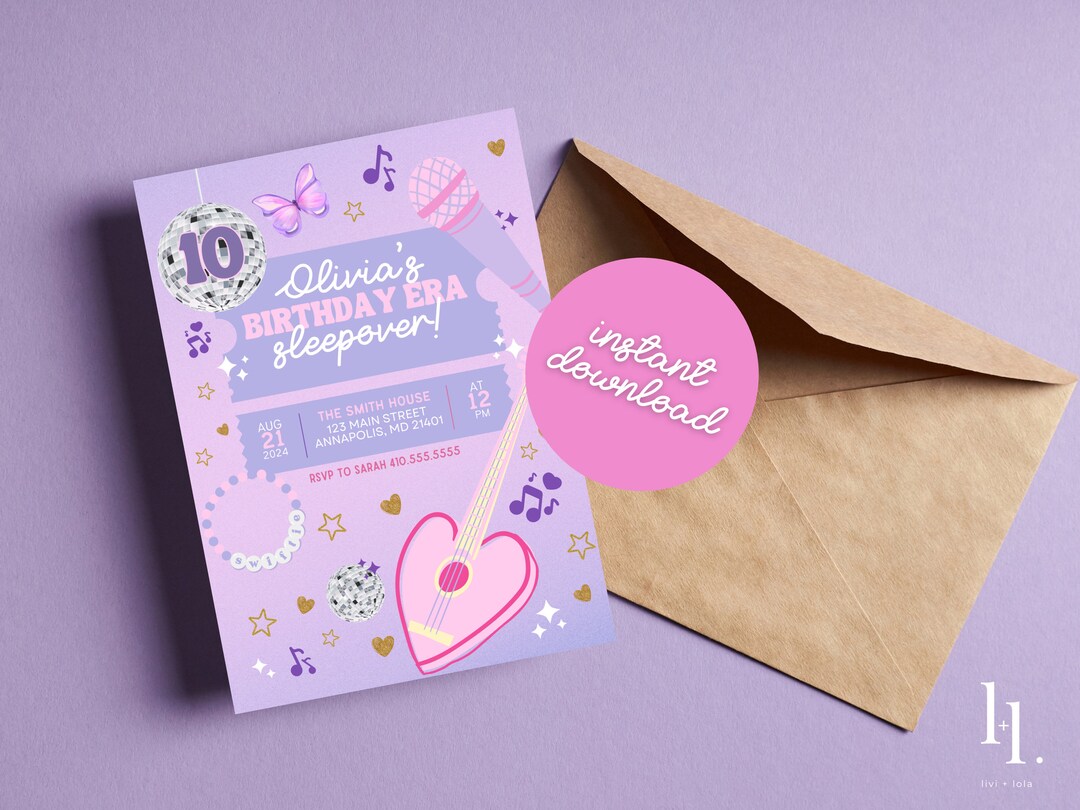 Printable T Swift Birthday Party Invitation, Eras Birthday Party ...