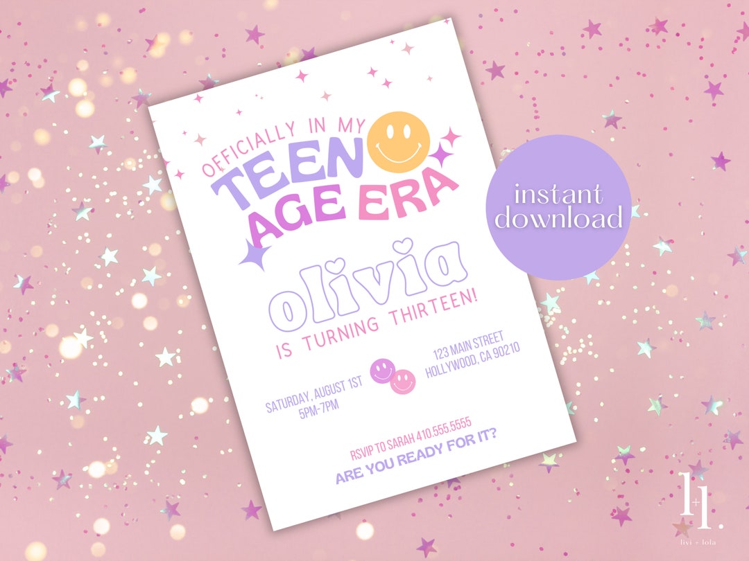 Printable Birthday Party Invitation, T Swift Teenage Birthday ...
