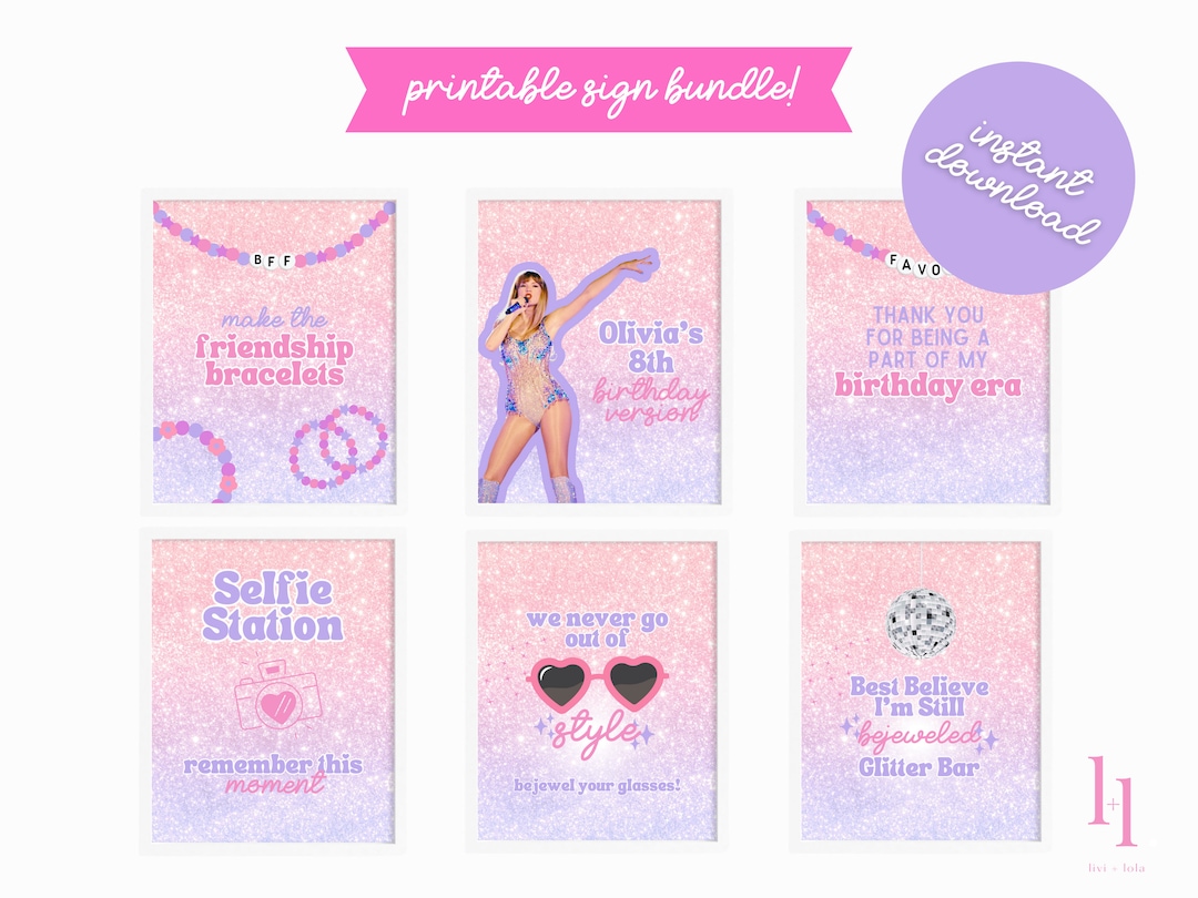 Printable Editable Taylor Swift Inspired Signs, Instant Download Taylor ...