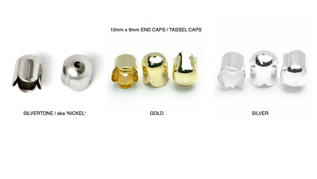 40) 10x9mm End Caps Gold Silver or Platinum, Kumihimo /macrame ...
