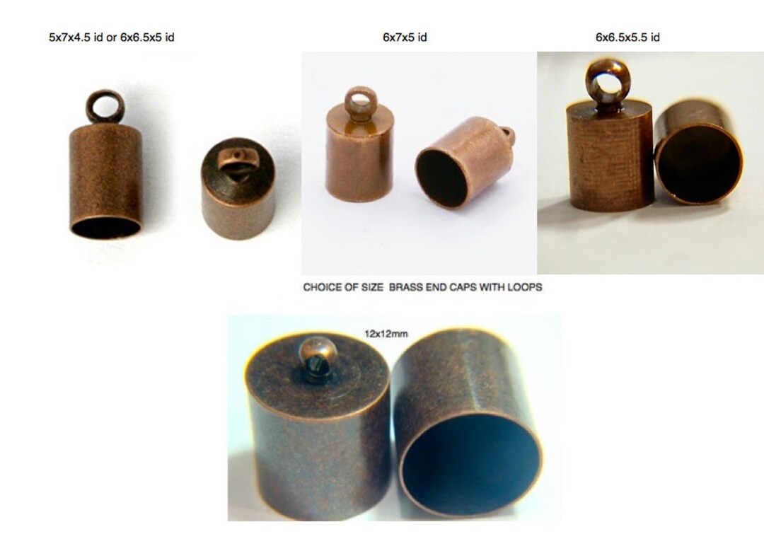 30-50) 5x6; 6x6.5 OR 12x12 Antique Copper Plated BRASS End Caps/ Loop ...