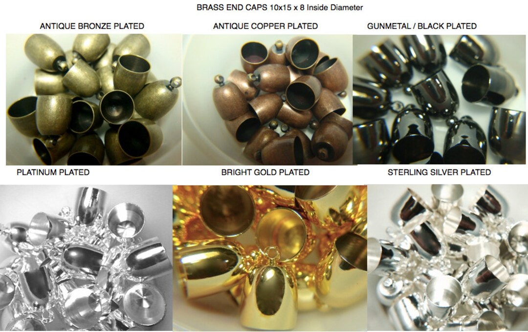10x15x8 ID BRASS Bullet End Caps PLATA Oro Platino Ant. - Etsy España