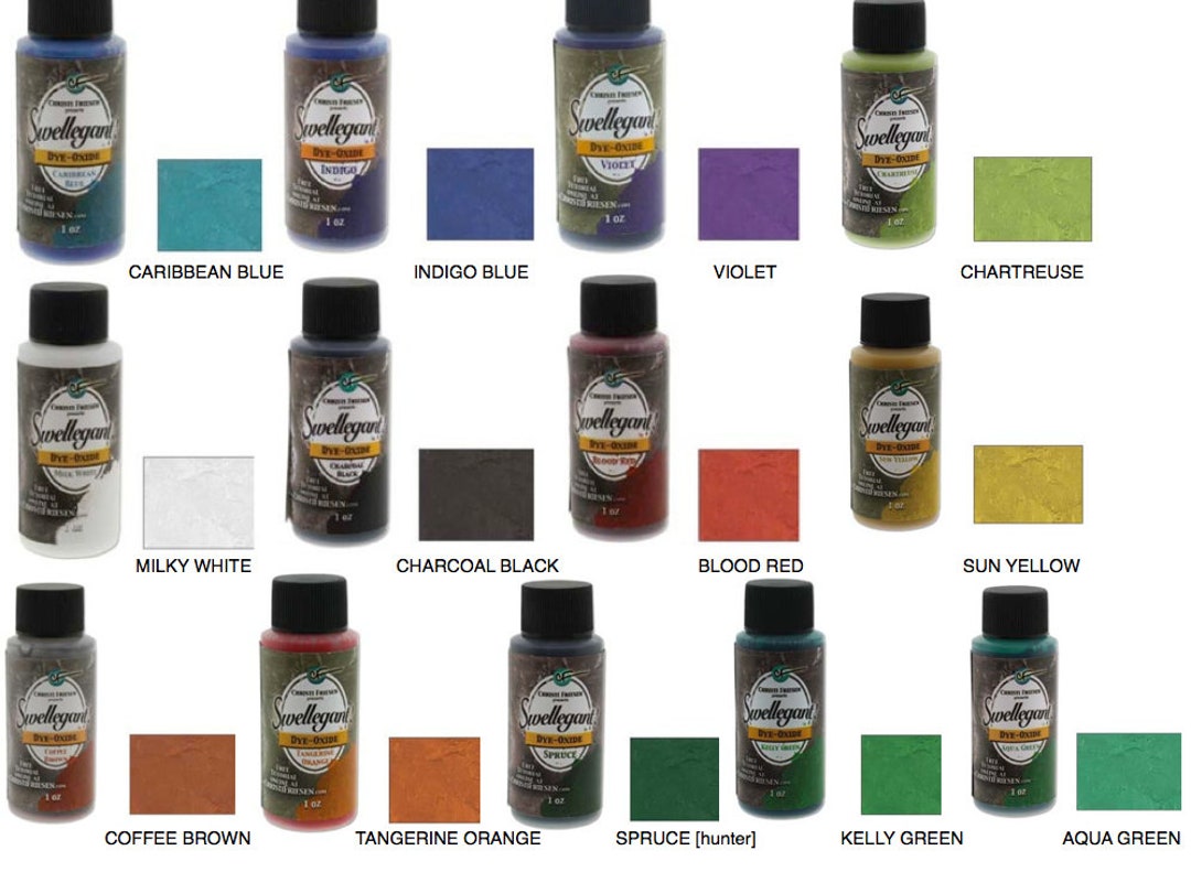 Swellegant Dye Oxides: Coffee Brown Milky White BLACK Blood RED Spruce ...