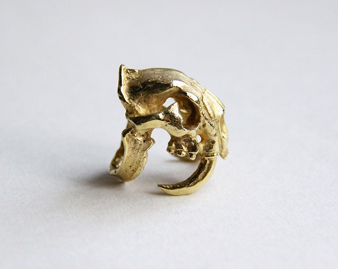 Saber Tooth Tiger Ring / Golden / Black Ruthenium Version / Handmade ...