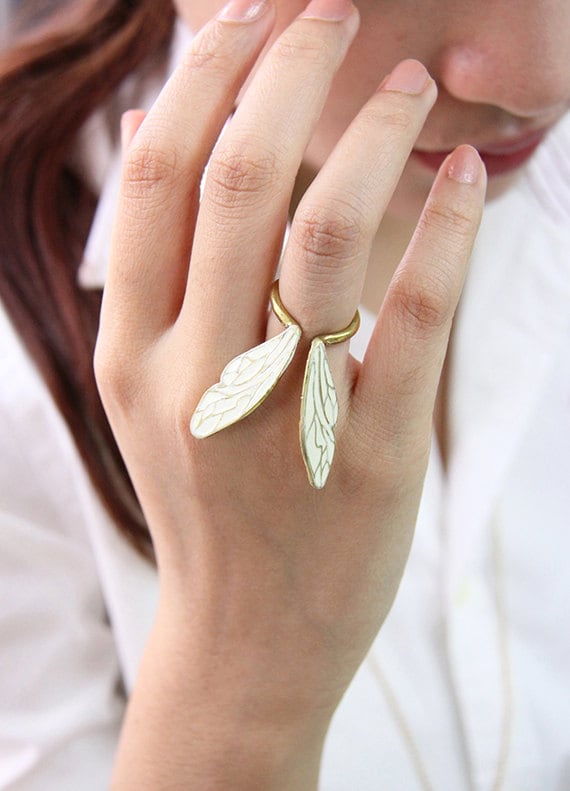 White Dragonfly Wings Ring / Fashion Adjustable Woman - Etsy