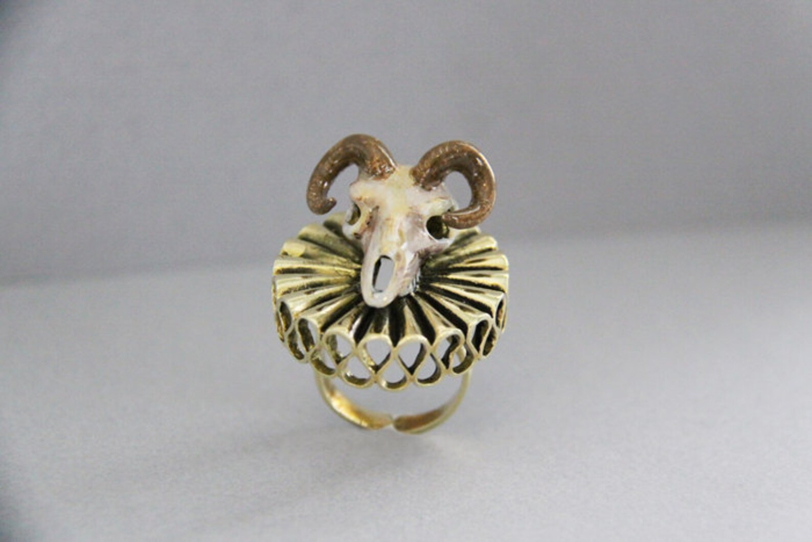 Lord Goat Skull Hand-painted Color With Golden Ruff Ring / | Etsy