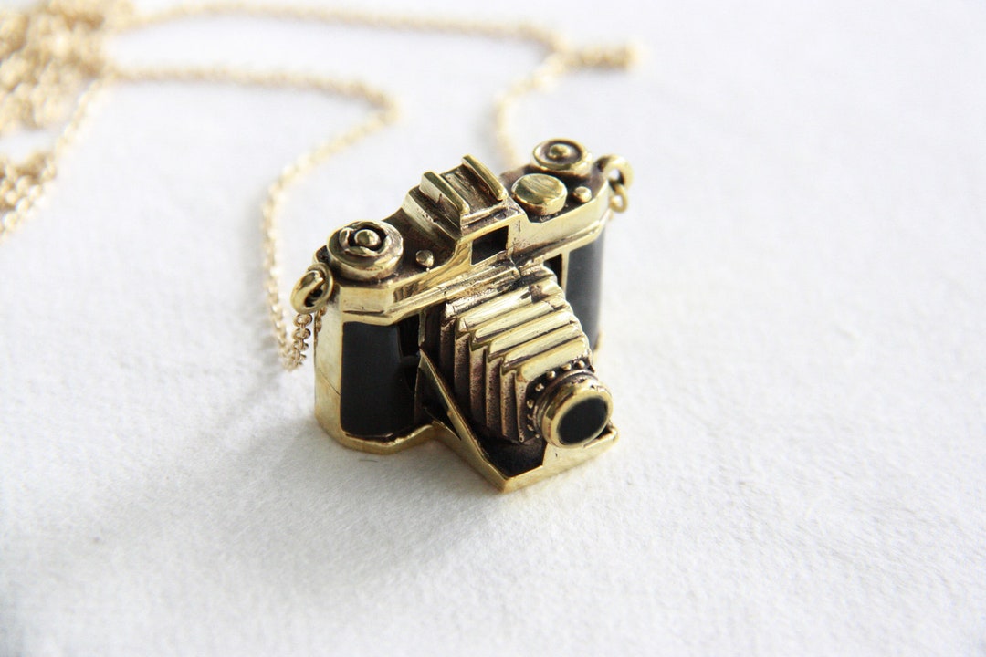 Antique Folding Style Camera Pendant - Vintage Necklace / Brass ...