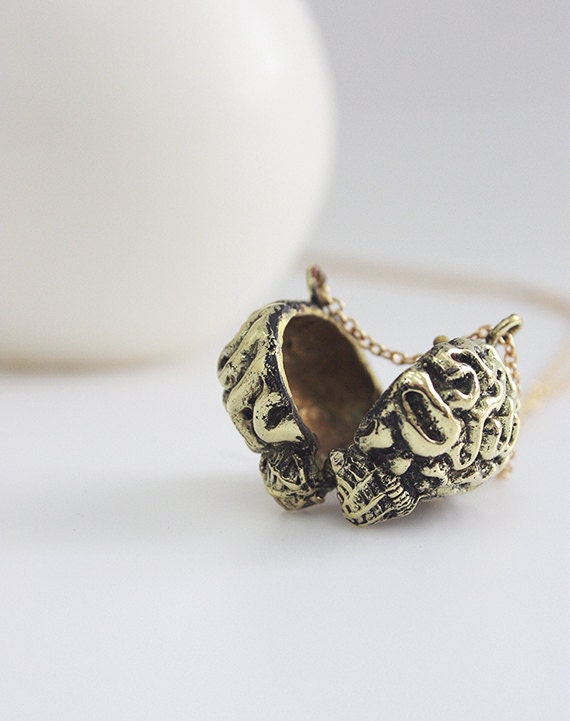 Golden Brain Charm / Punk Rock Jewelry / Brass / Gold Plated / - Etsy