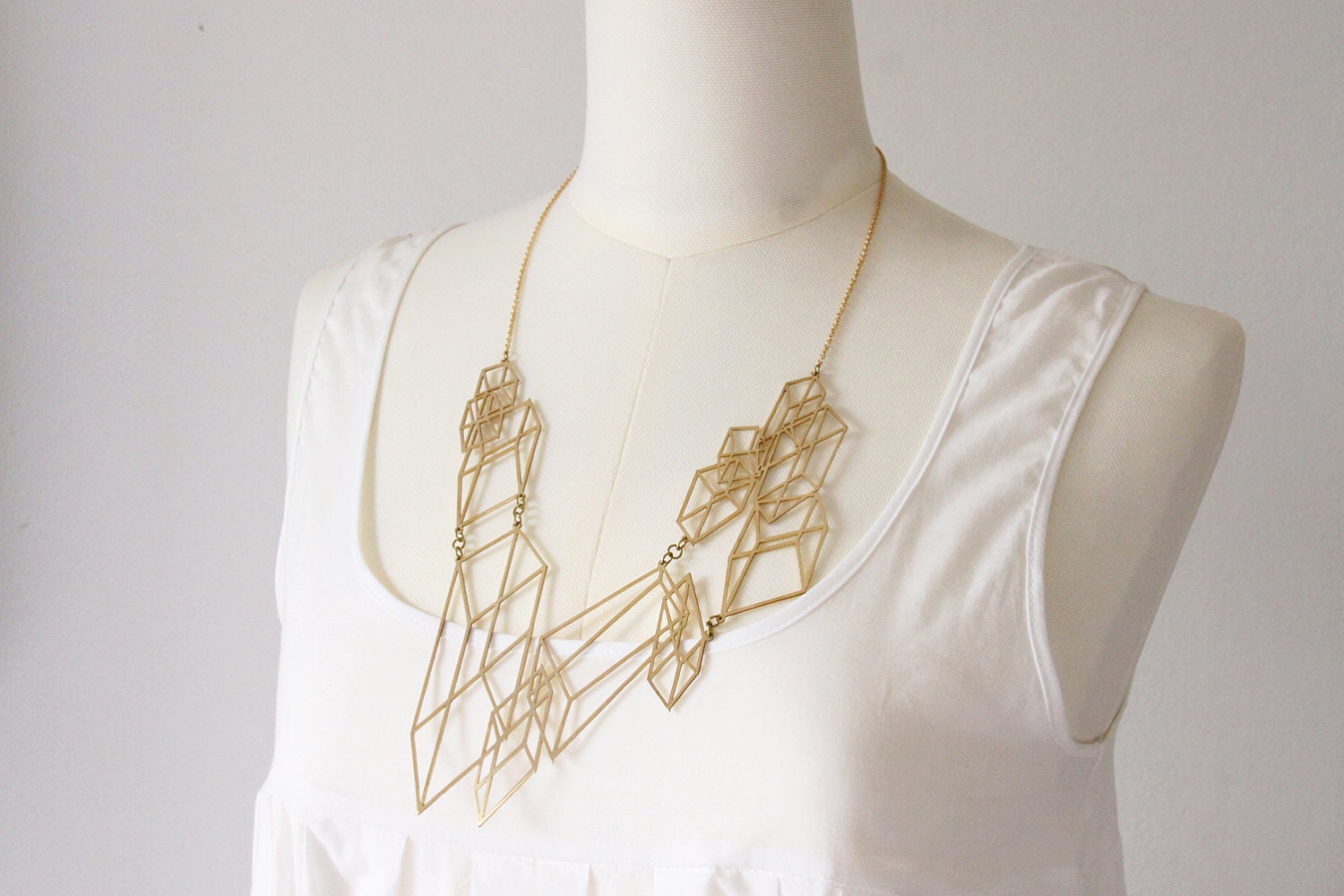 Modern Geometric Cube Optical Art Hand Craft Necklace | Etsy