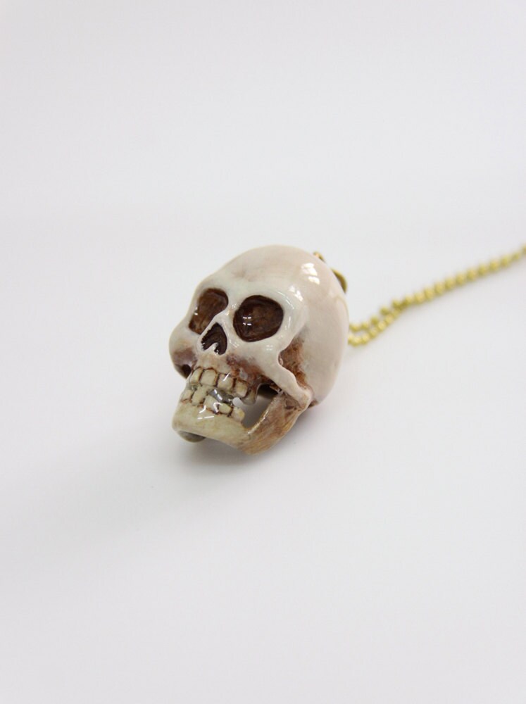 Human Head Skull Pendant With Hand-craft Painted Color / Jewelry ...