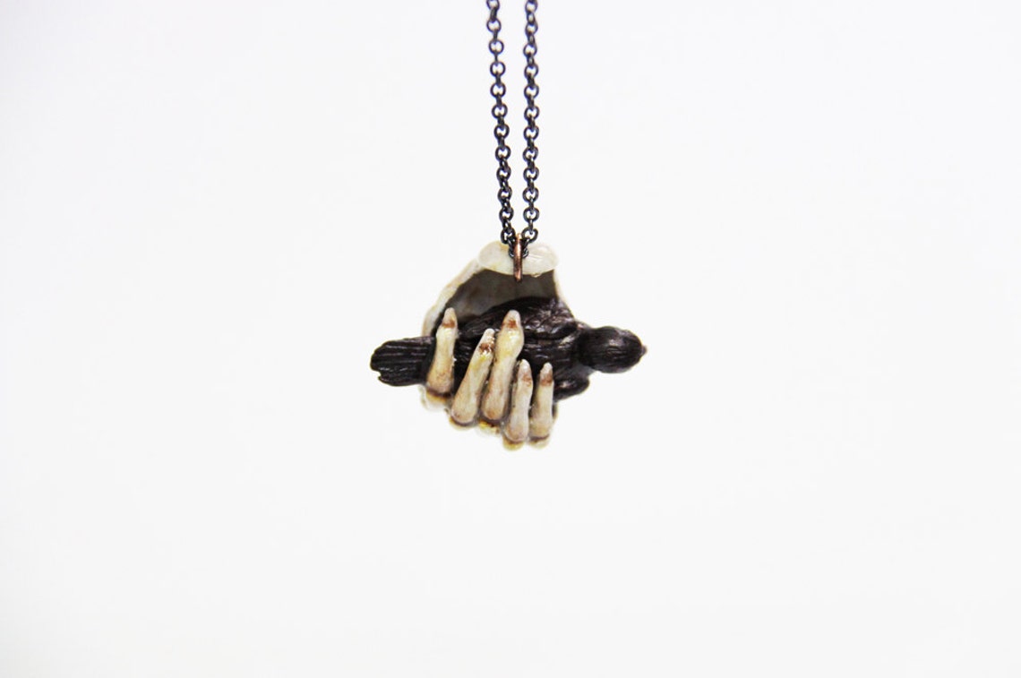 Hand Skeleton With Black Bird Pendant / Hand-craft Painted - Etsy