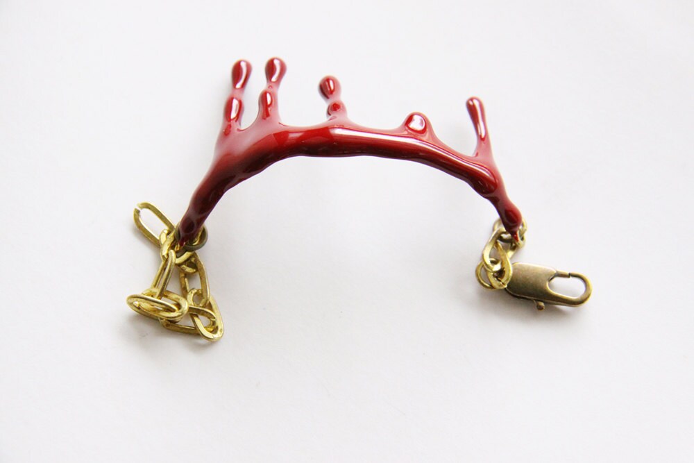 Bleeding Blood Bracelet / Red Enamel Jewelry / Punk Rock Adjustable ...