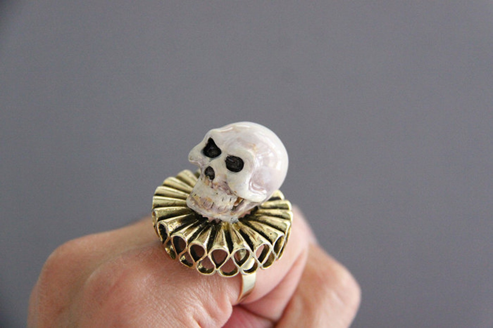 Lord Skull Hand-painted Color With Golden Ruff Ring / Brass | Etsy