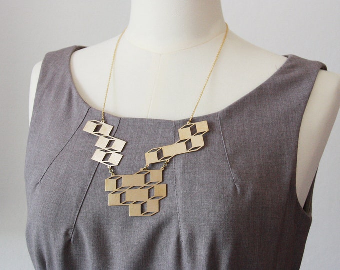 Geometric Box Optical Art Necklace - Etsy