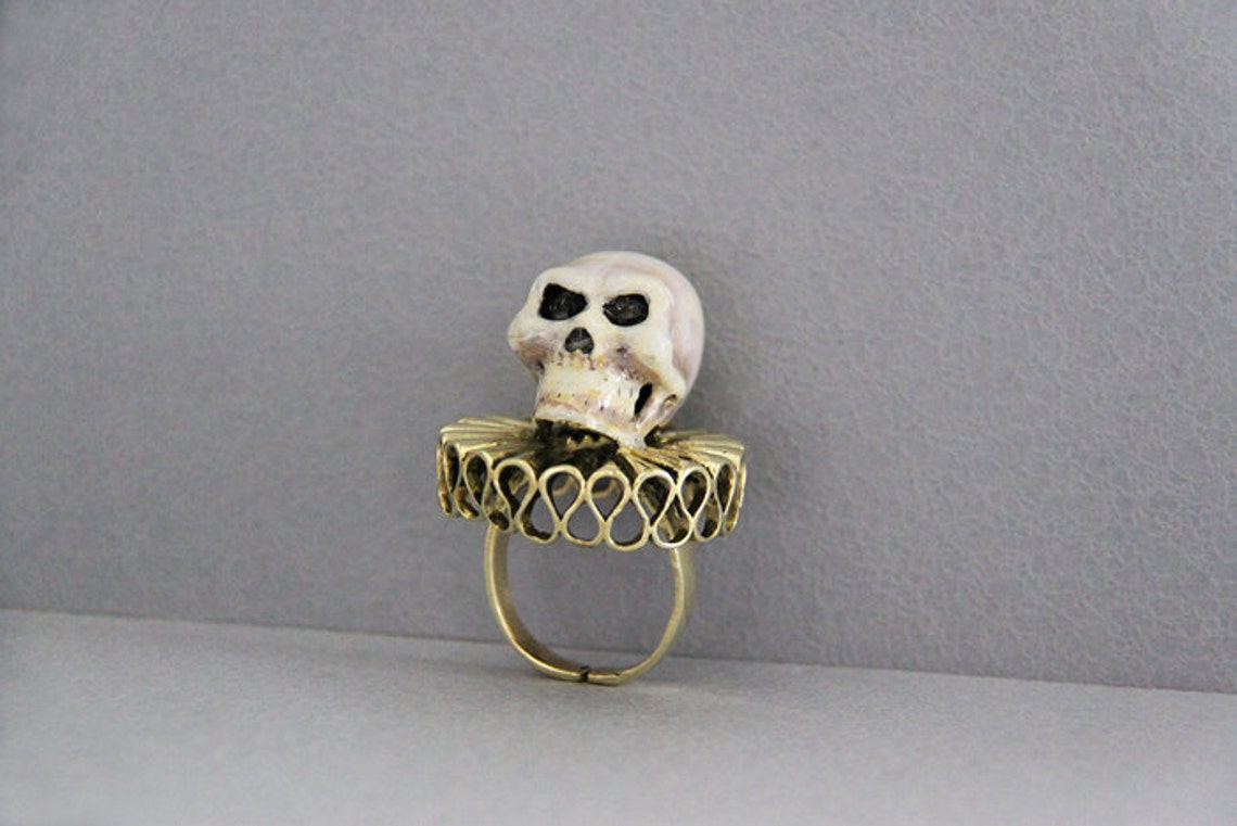 Lord Skull Hand-painted Color With Golden Ruff Ring / Brass | Etsy