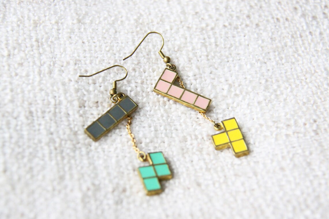 Tetris Earrings Handmade Jewelry September Room - Etsy
