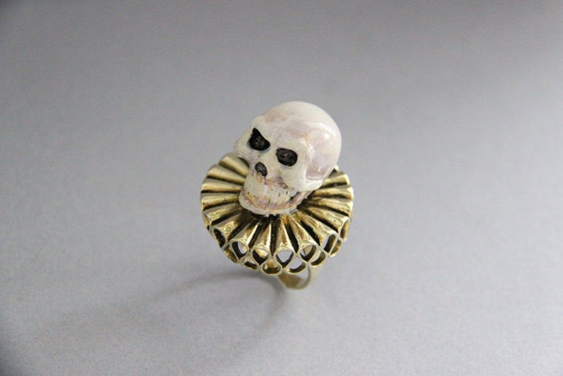 Lord Skull Hand-painted Color With Golden Ruff Ring / Brass | Etsy