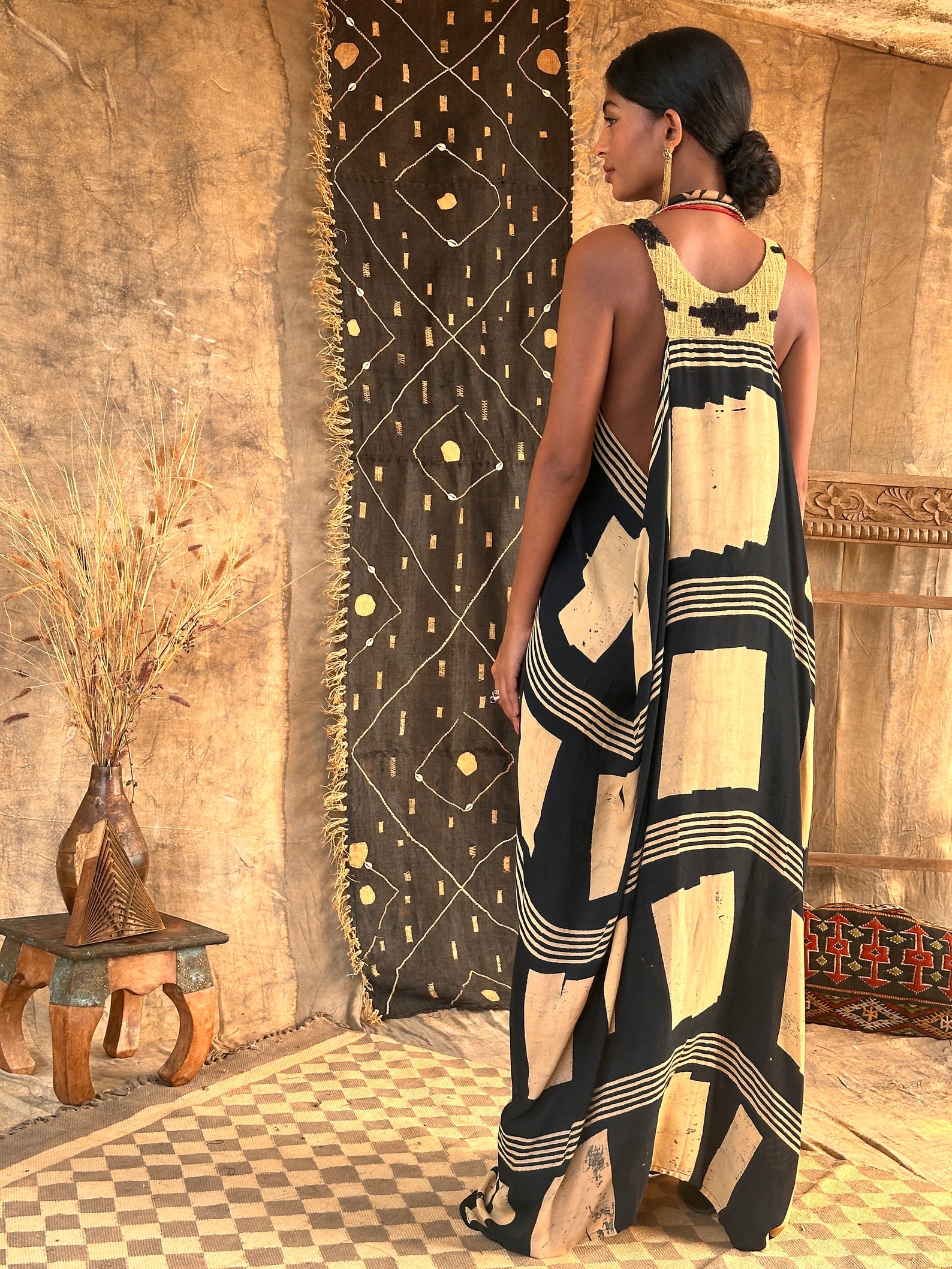 Caliopa Dress . Block Print , Cream and Iron Color - Etsy