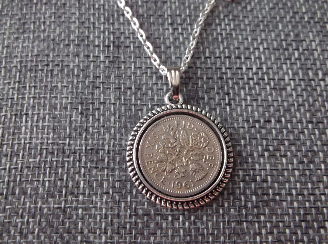 British Sixpence Coin Necklace - British Six Pence Coin Pendant in ...