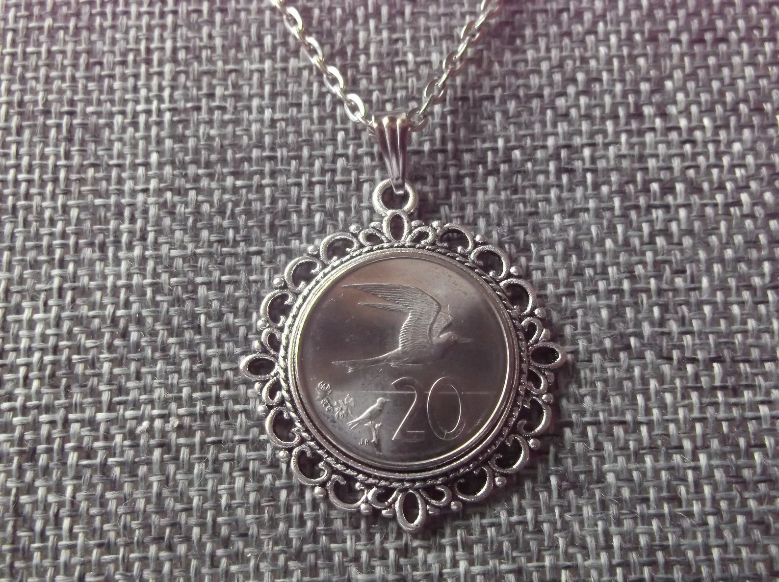 Cook Islands Bird Coin Necklace Cooks Islands Coin in a | Etsy