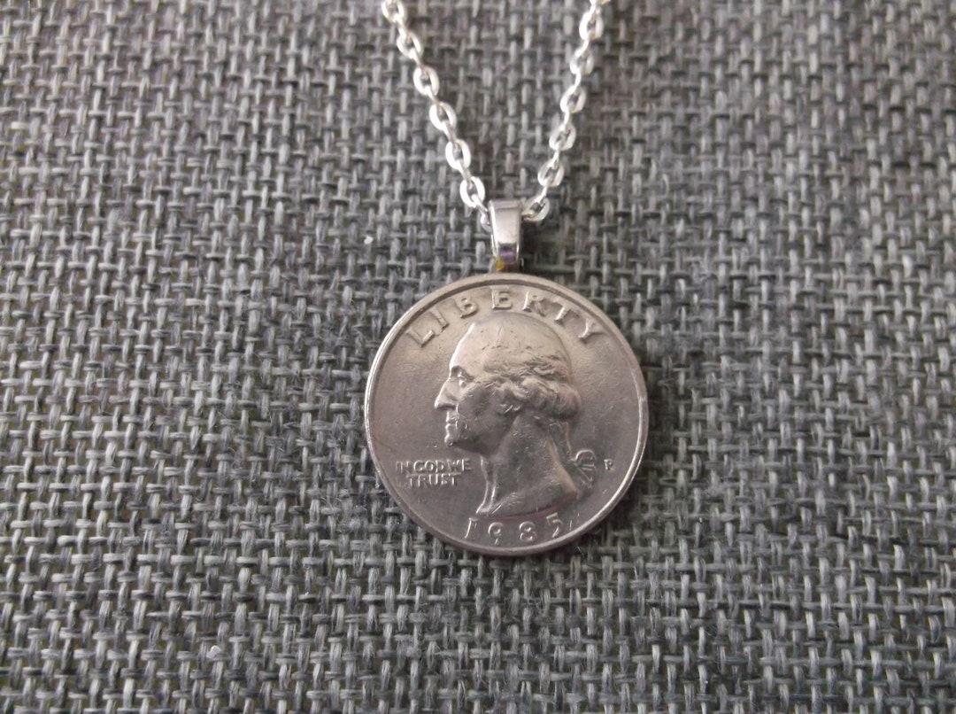 United States Quarter Coin Necklace 1985 US Coin State Quarter Pendant ...