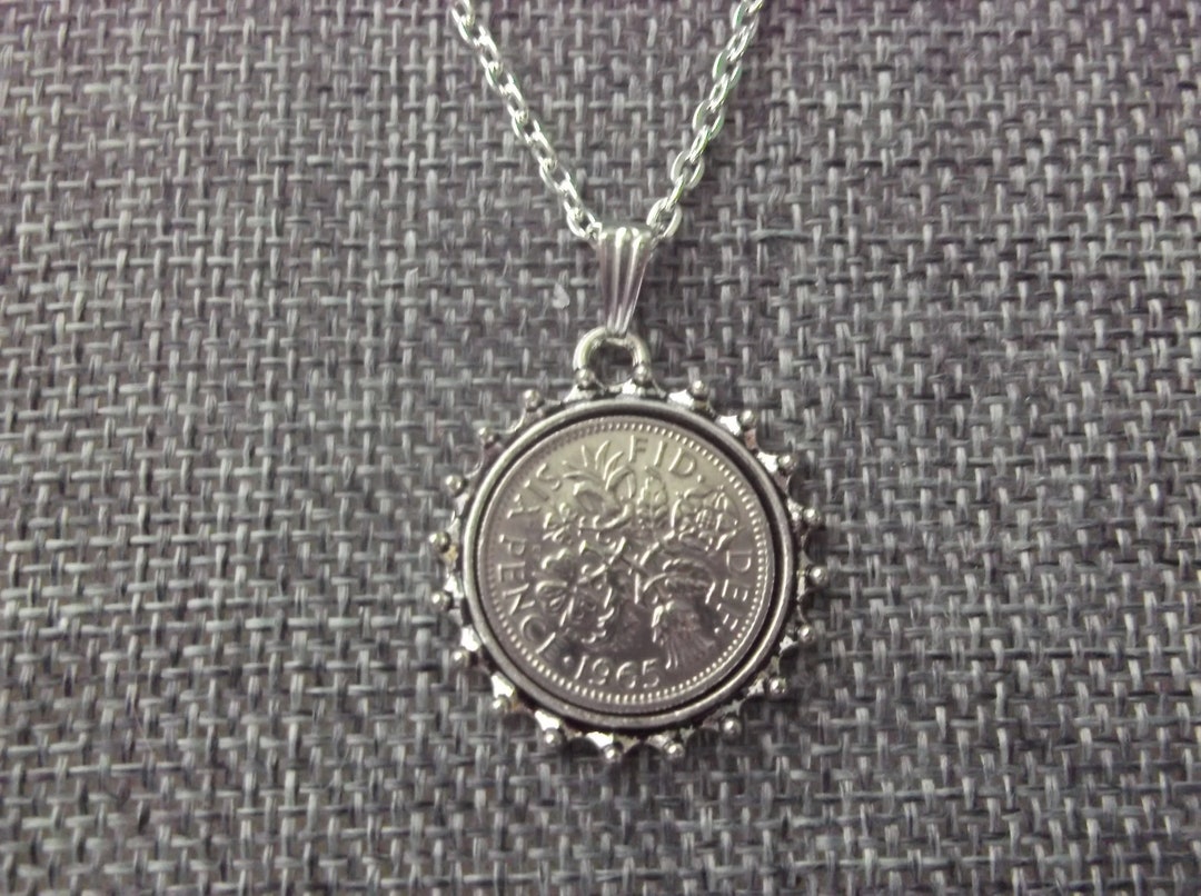 British Sixpence Coin Necklace - British Six Pence Coin Pendant in ...