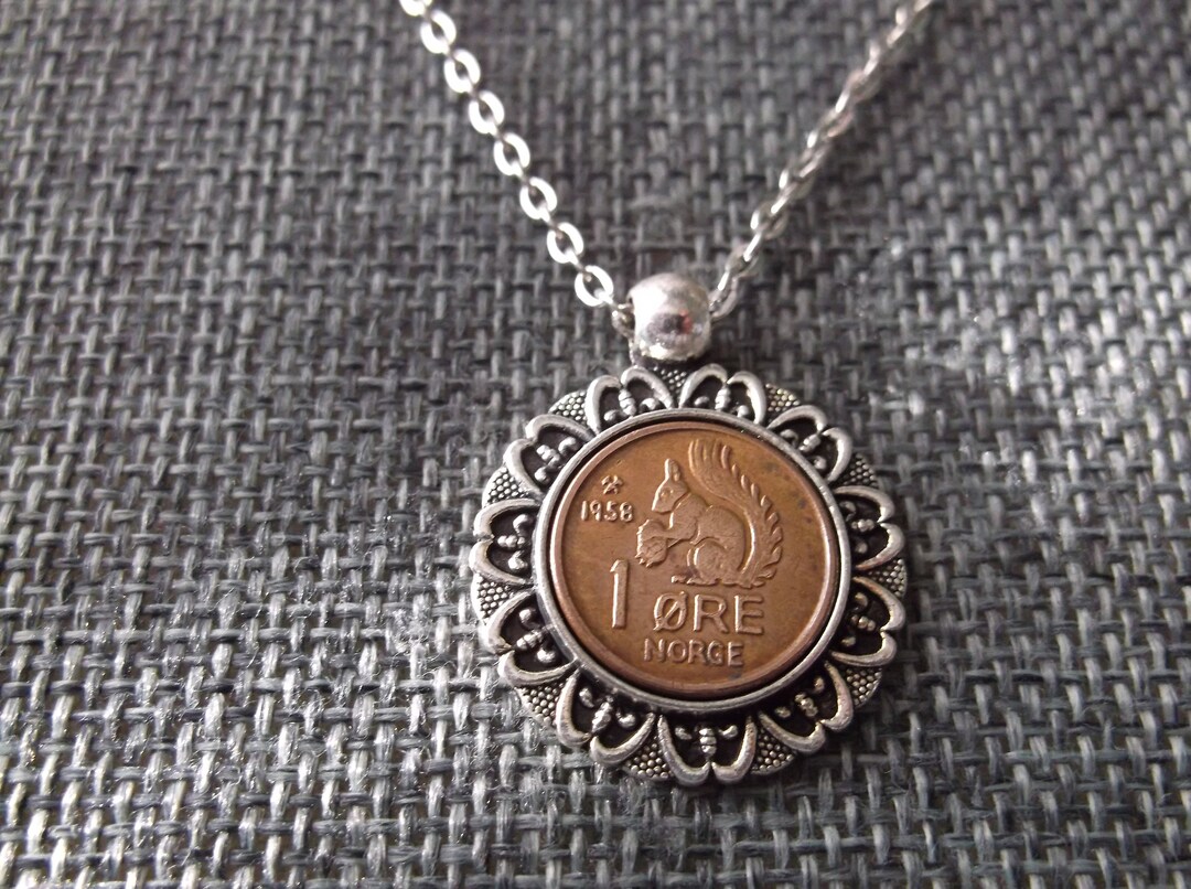 Norway Squirrel 1 Ore Coin Necklace Norway 1 Ore Norge Coin - Etsy