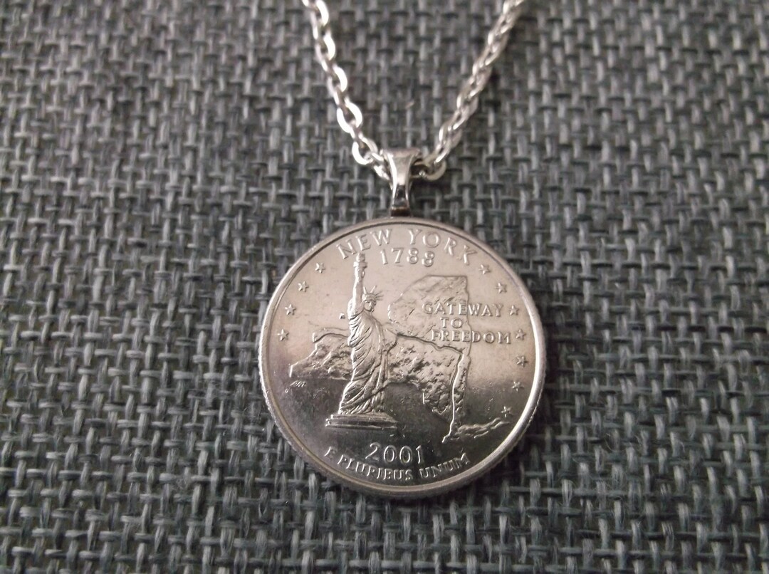 New York United States Quarter Coin Necklace -new York State Quarter ...