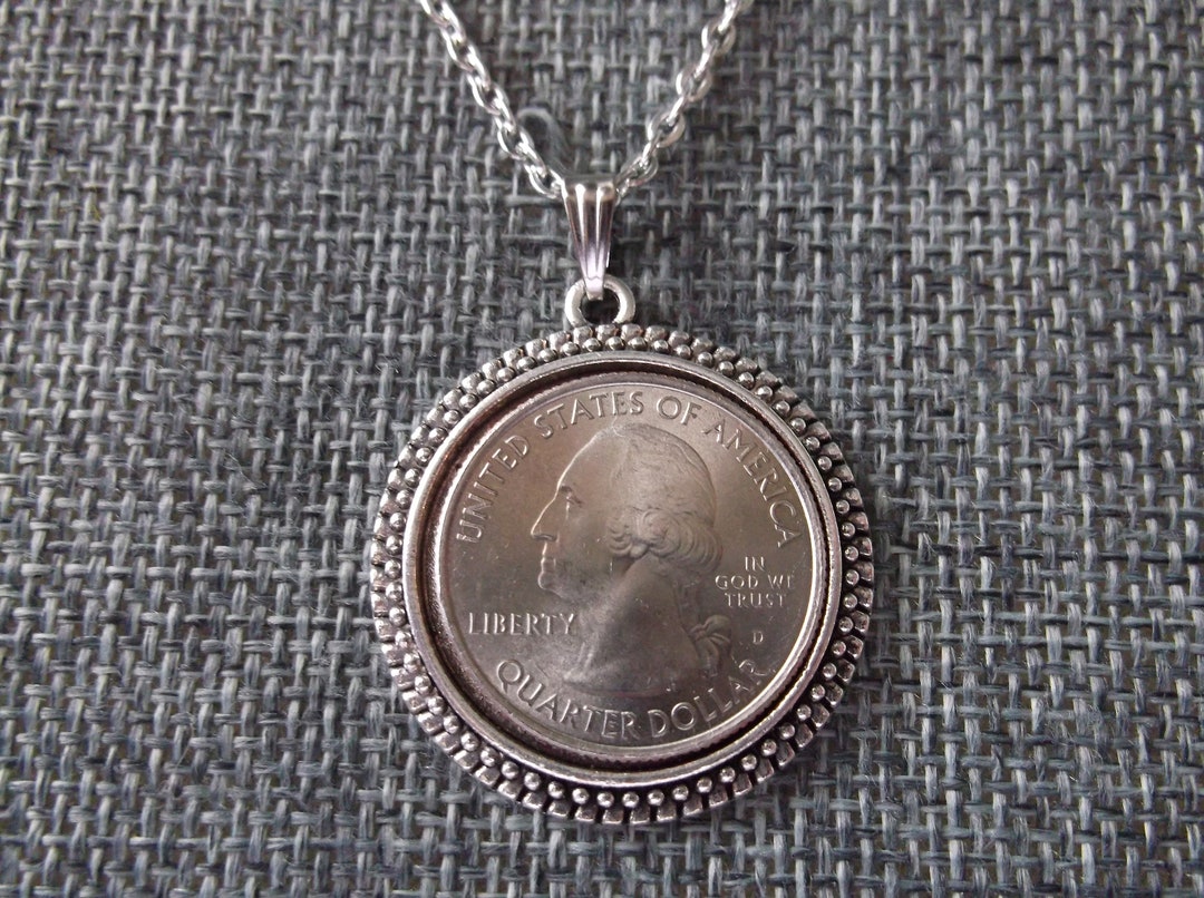 United States Quarter Coin Necklace - United States Quarter Pendant ...