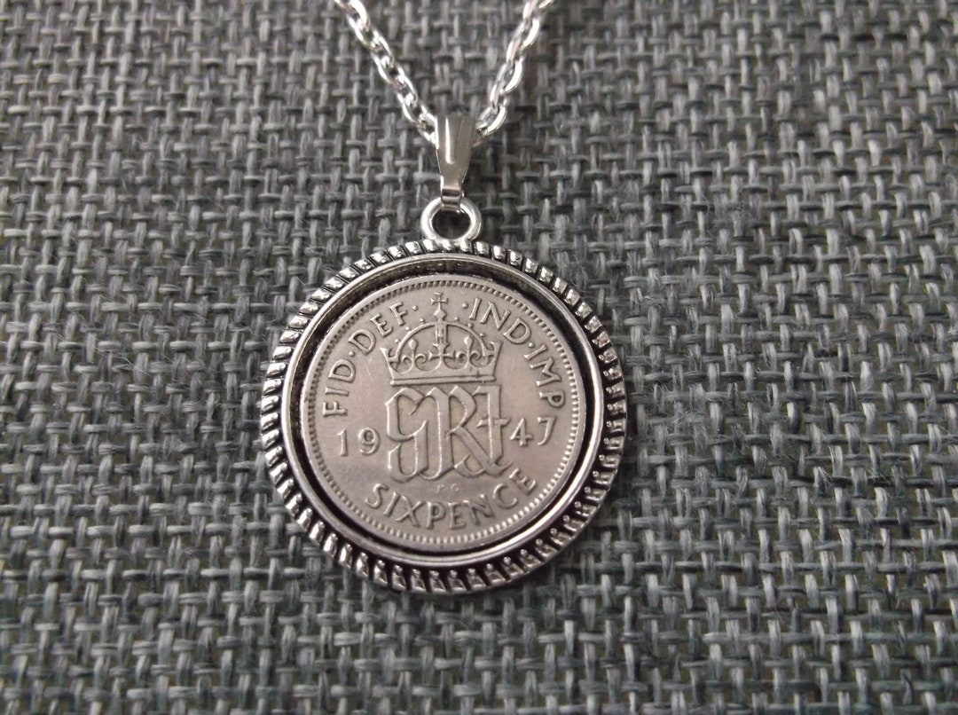 British Sixpence Coin Necklace - British Six Pence Coin Pendant in ...
