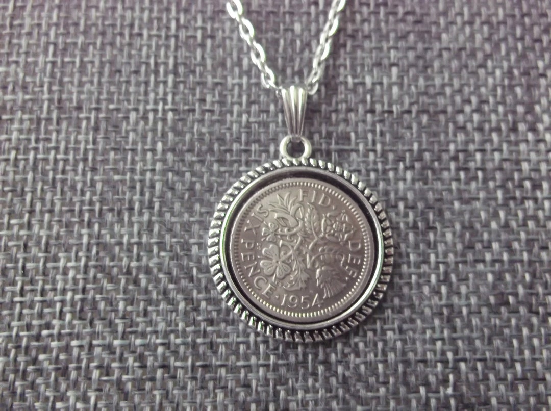 British Sixpence Coin Necklace - British Six Pence Coin Pendant in ...