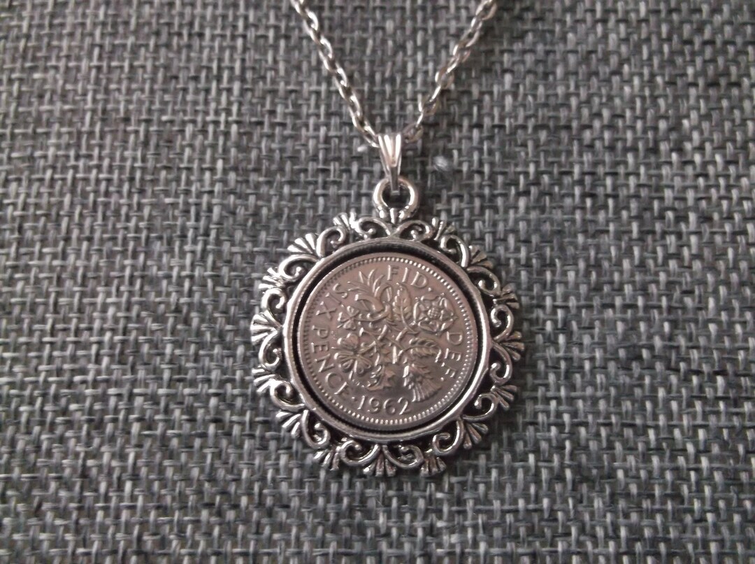 British Sixpence Coin Necklace - British Six Pence Coin Pendant in ...