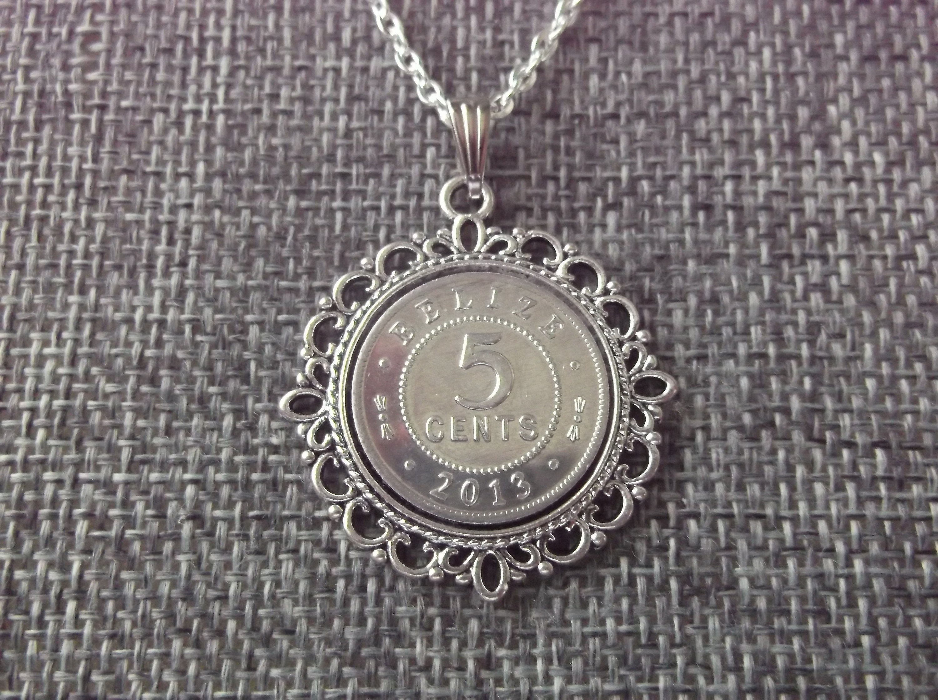 Belize Coin Necklace -belize a British Colony of British Honduras -2013 ...