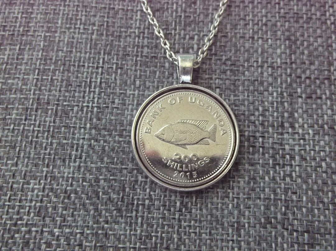 Uganda 200 Shillings Fish Coin Necklace - Uganda 2015 Coin Pendant in a ...