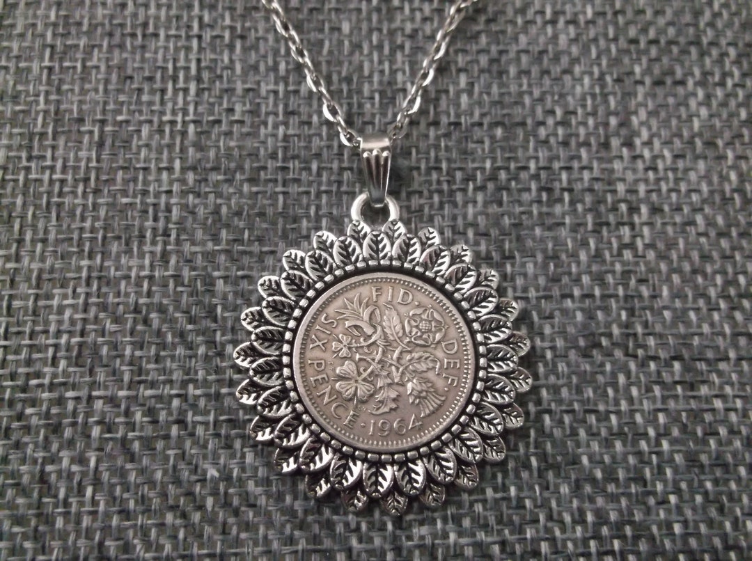 British Sixpence Coin Necklace - British Six Pence Coin Pendant in ...