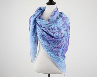 Blue square scarf | Etsy