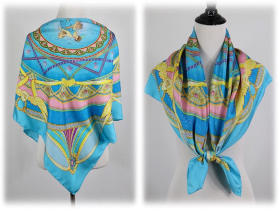 Vintage Scarf Silk Wensli Astrology Large Square Scarf - Etsy