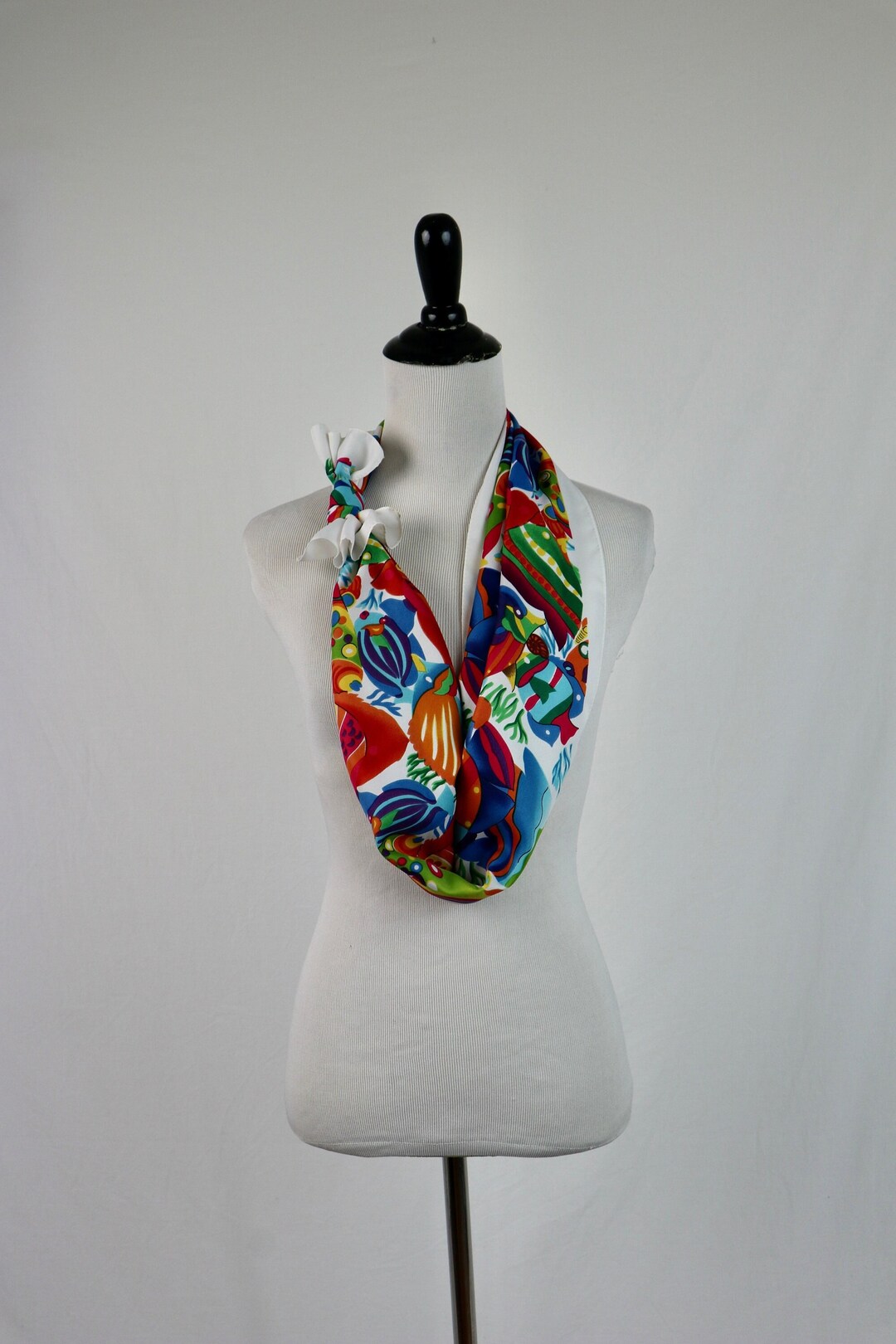 Vintage Scarf Oblong Tropical Fish and Shells Scarf - Etsy