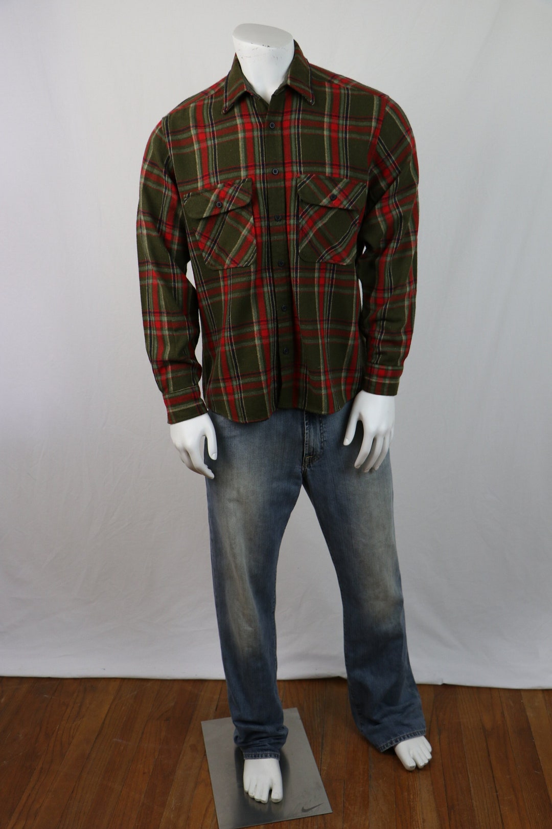 Vintage 1990s Shirt Sears Roebuck Wool Acrylic Plaid Shirt Large - Etsy